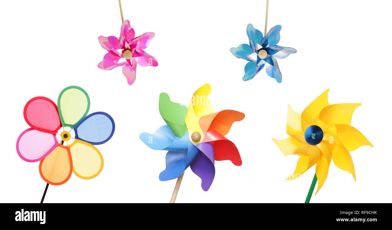 colorful pinwheel toys isolated on white Stock Photo - Alamy