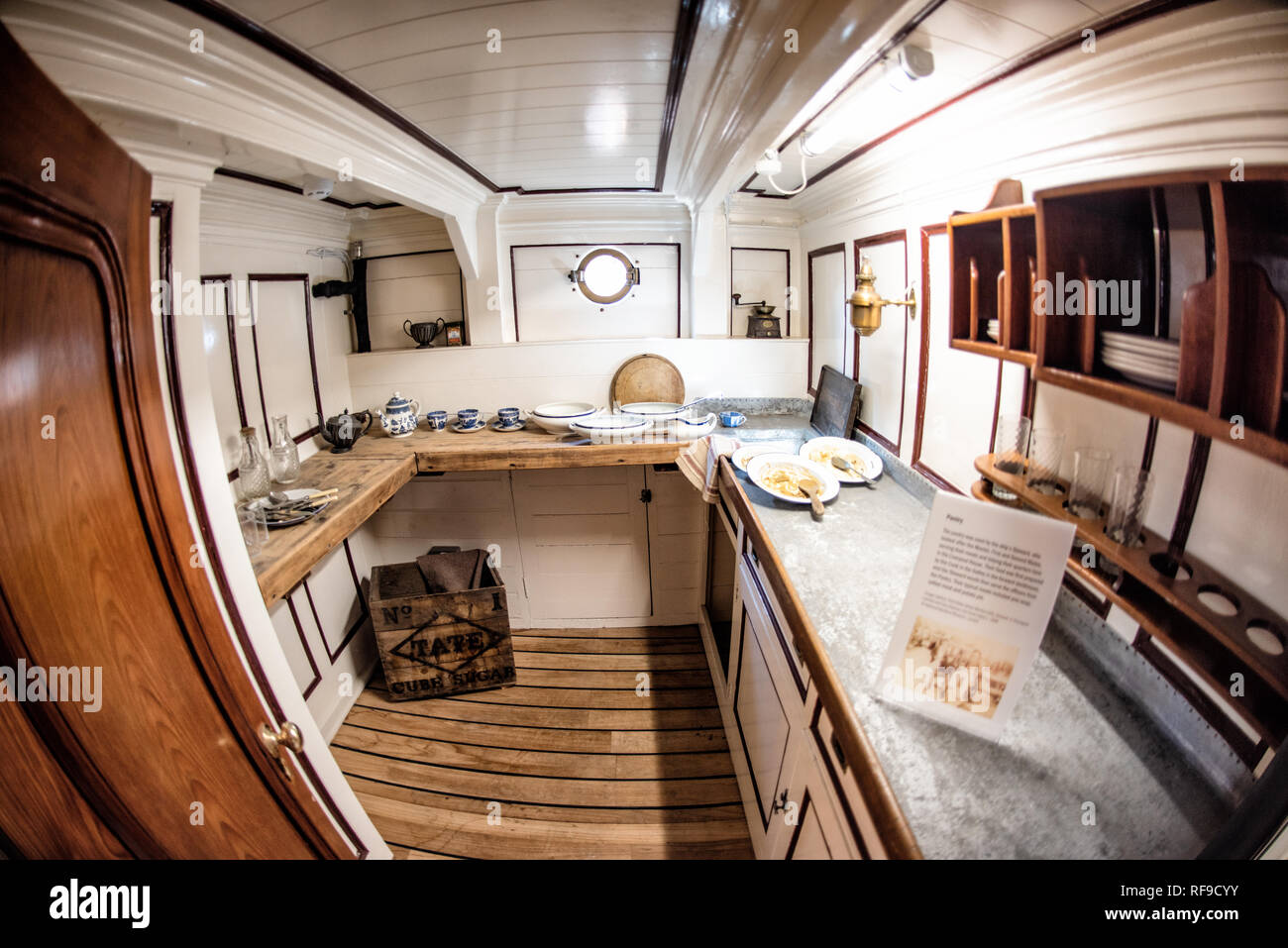 GREENWICH, London, United Kingdom — The pantry aboard the Cutty Sark, a ...