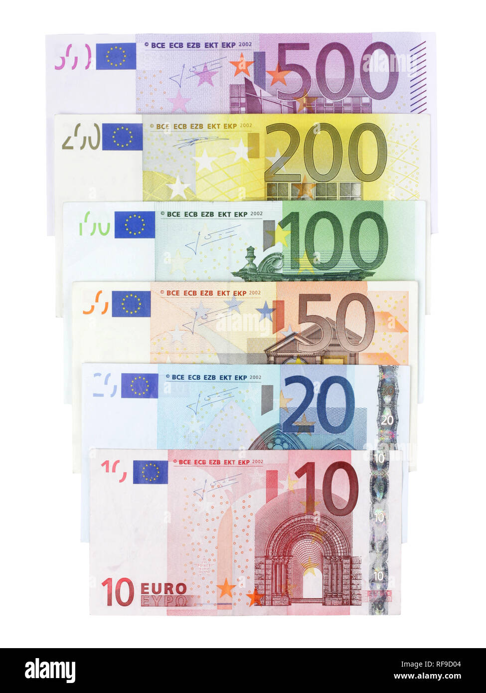 Collection of euro banknotes isolated on white Stock Photo - Alamy