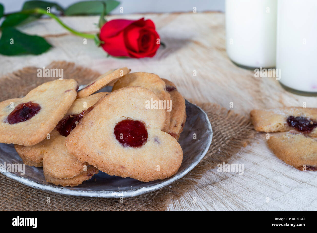 Shortbread hearts cherry jam hi-res stock photography and images - Alamy