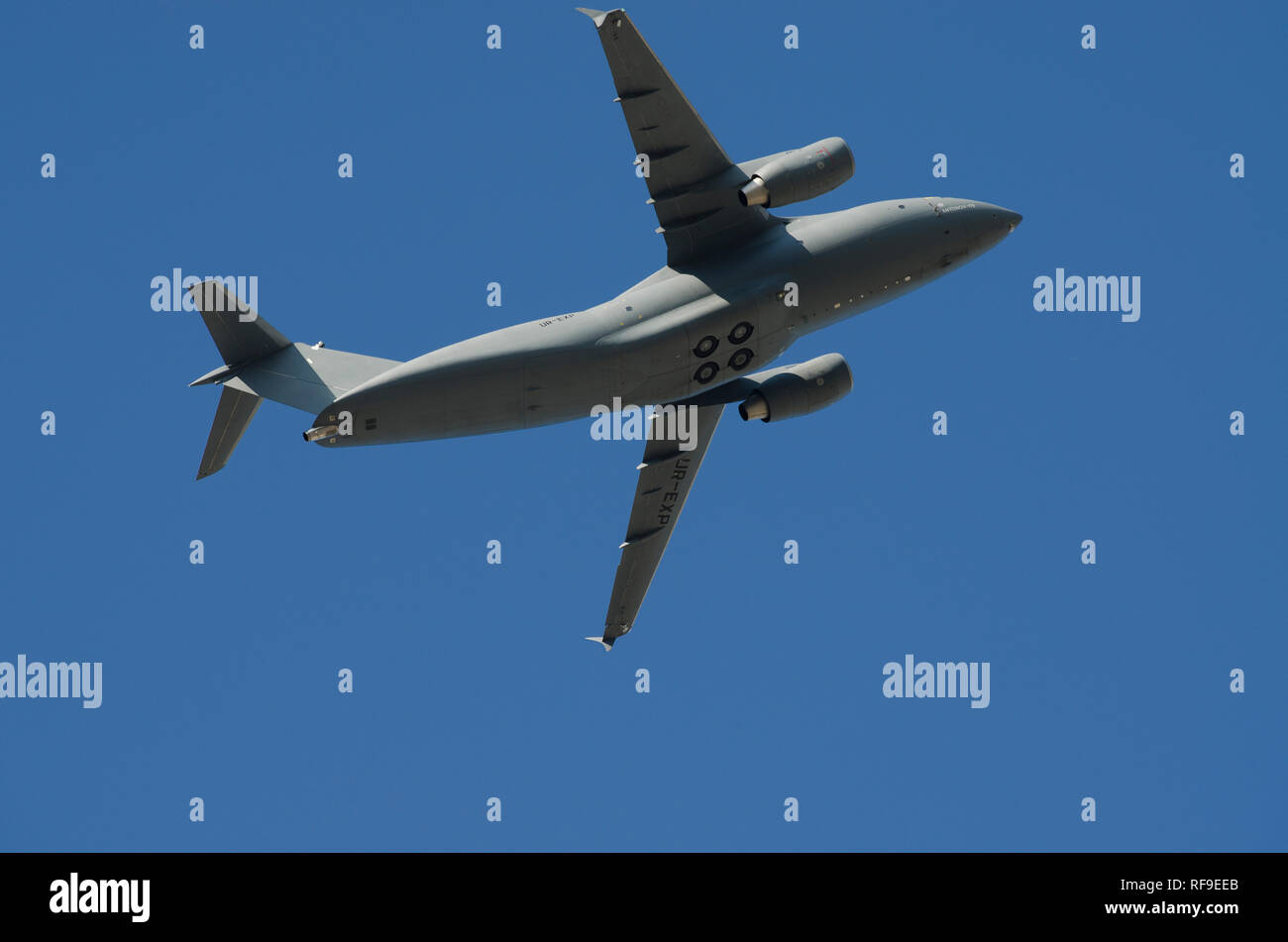 Ukrainian military aircraft in the sky over Kiev. Parade for the ...