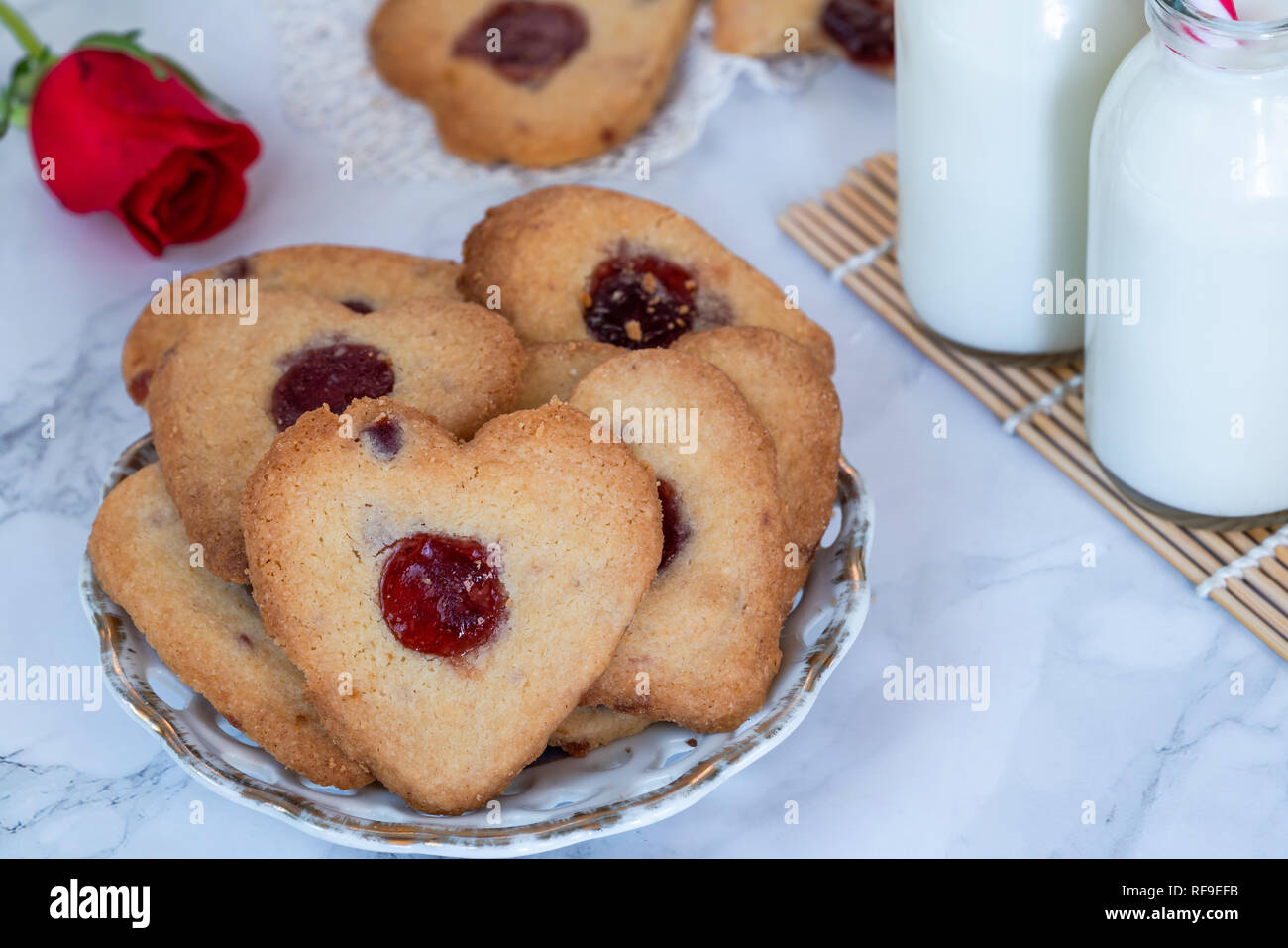 Shortbread hearts cherry jam hi-res stock photography and images - Alamy