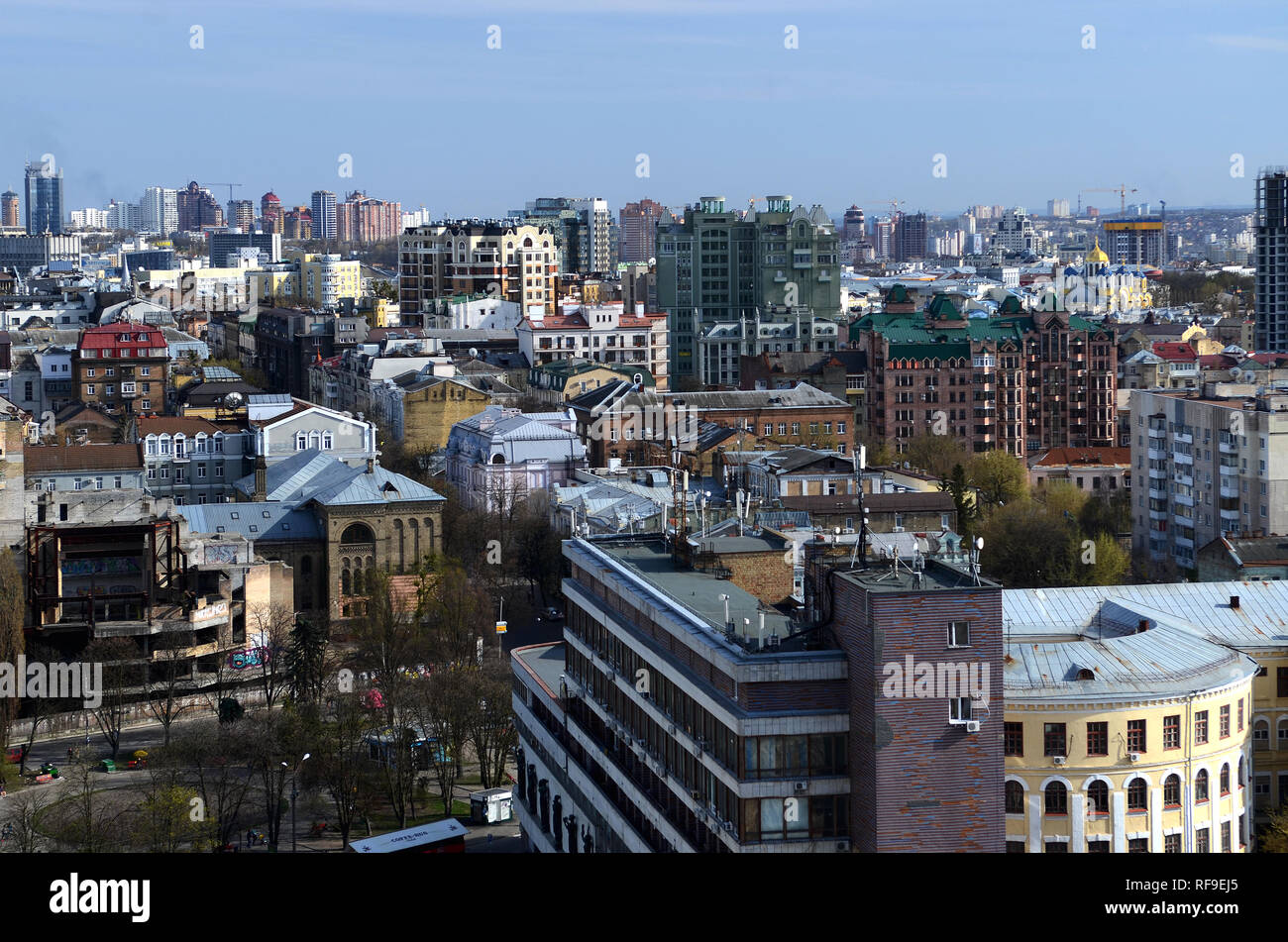 Spring panorama of Kiev skyline from a bird's-eye view, Ukraine Stock ...