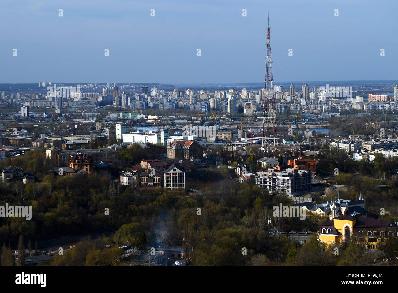 Spring panorama of Kiev skyline from a bird's-eye view, Ukraine Stock ...