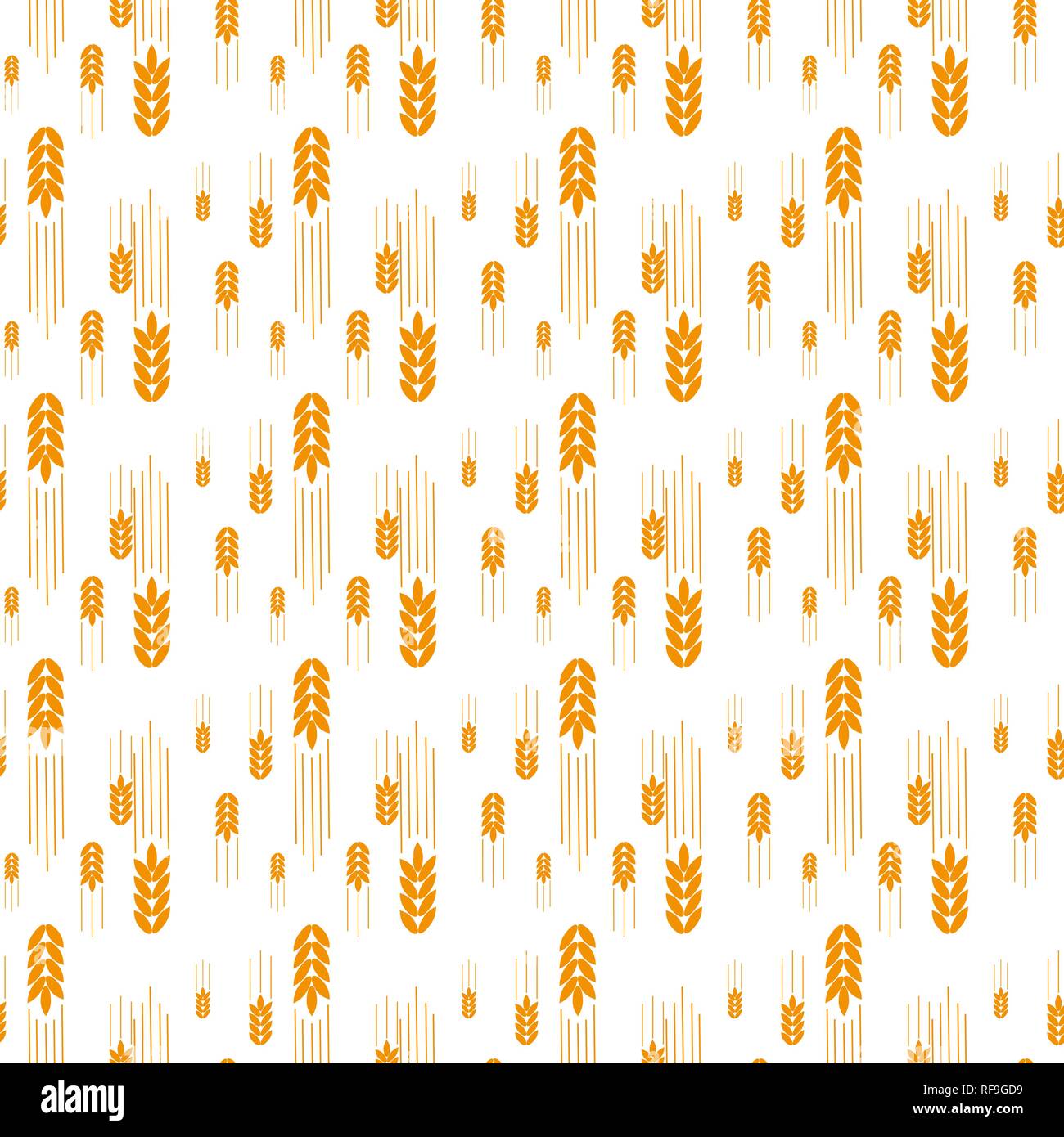 Seamless pattern. Simple vector ears of wheat isolated on white ...