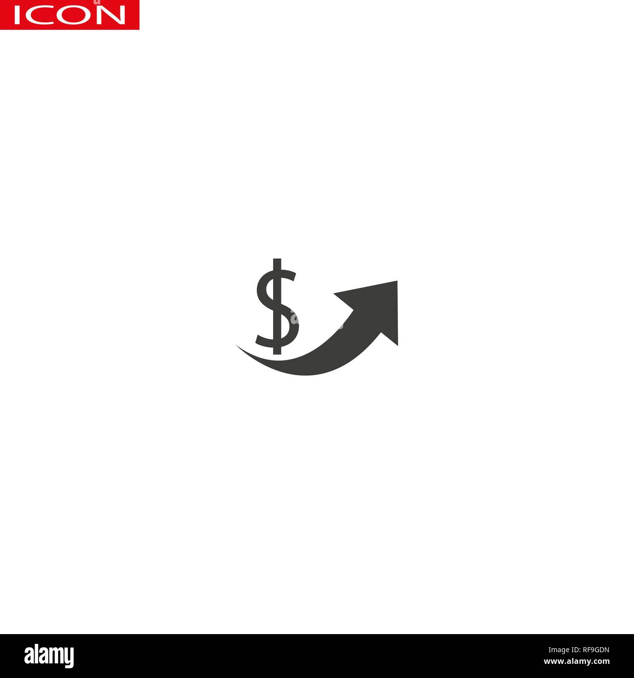 symbol icon logo dollar increase with black circle arrow up, business ...