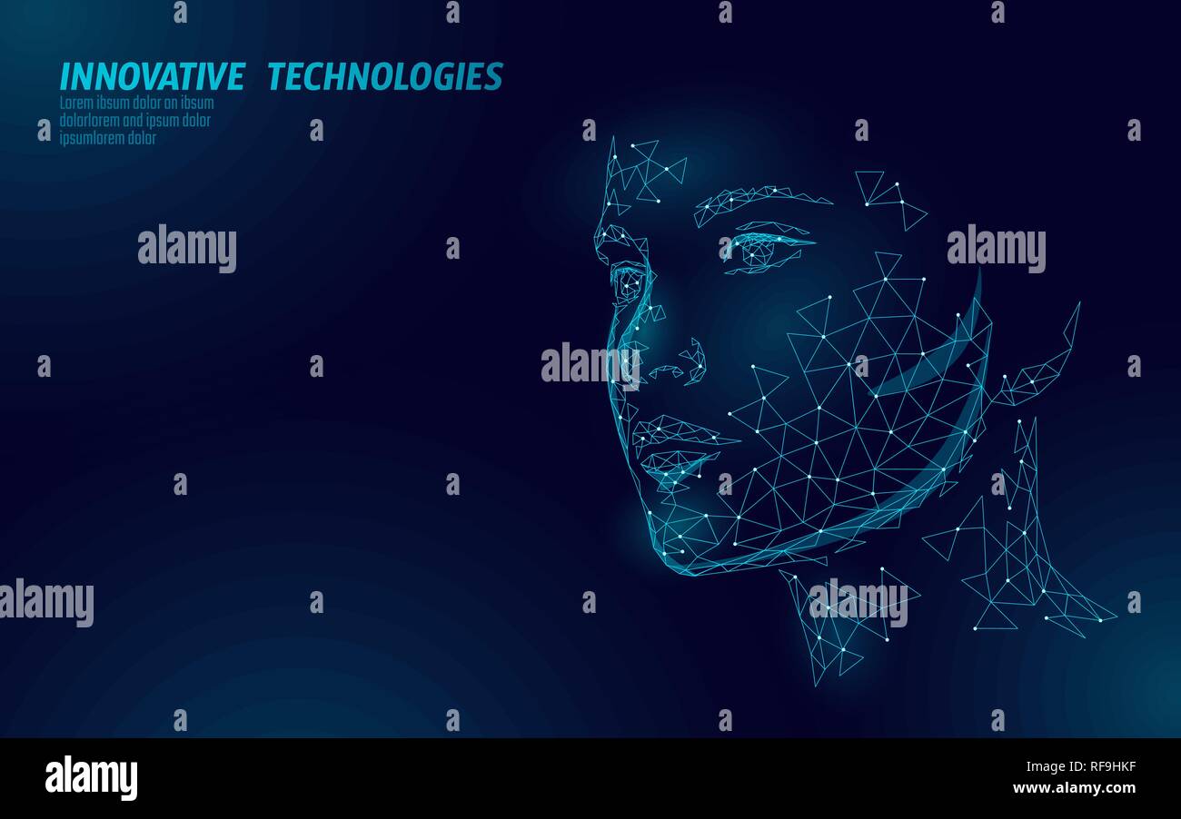 Low poly female human face biometric identification. Recognition system ...
