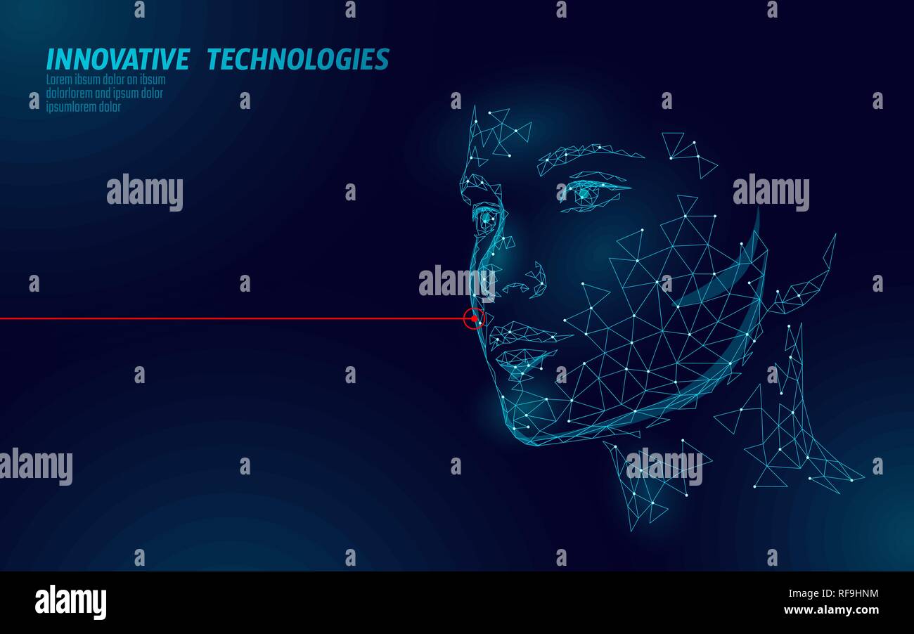 Low poly female human face laser skin treatment. Rejuvenation procedure ...