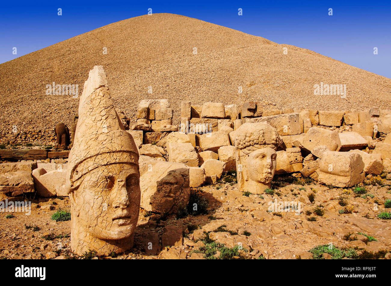 Stone heads. Antiochos and Tyche of Commagene, grave of Antiochus ...