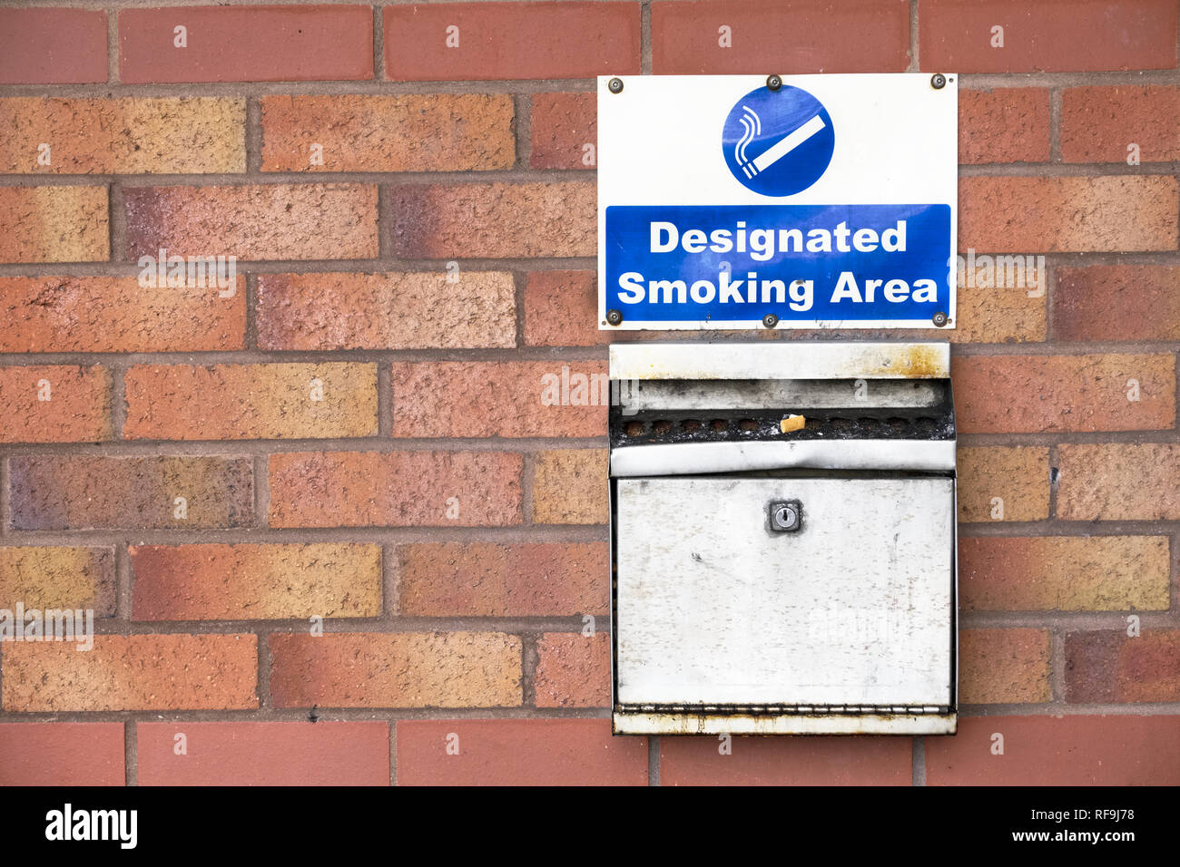 Smoking designated area and wall ash tray metal box for hi-res stock ...