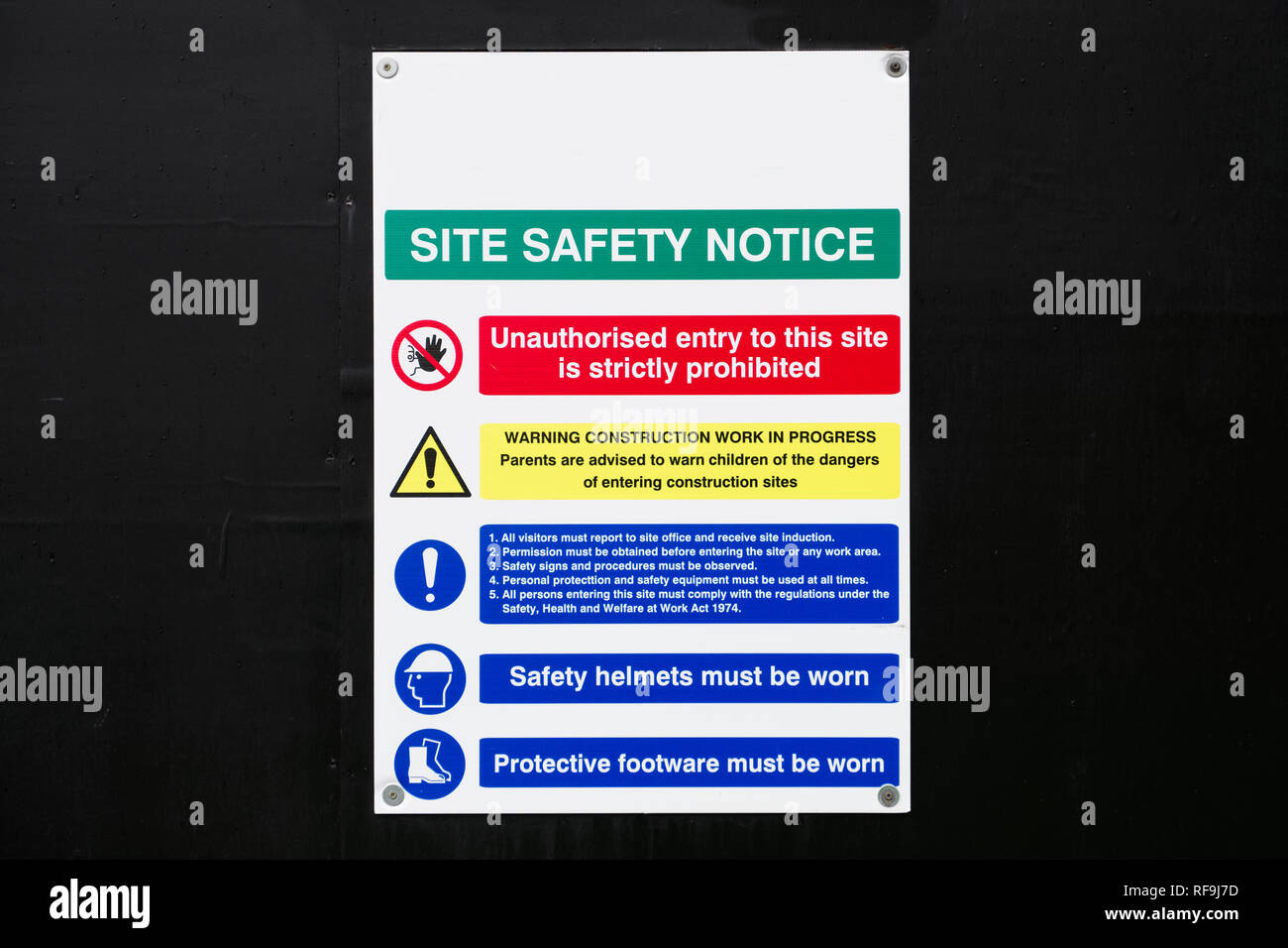 Building site construction safety notice sign Stock Photo - Alamy