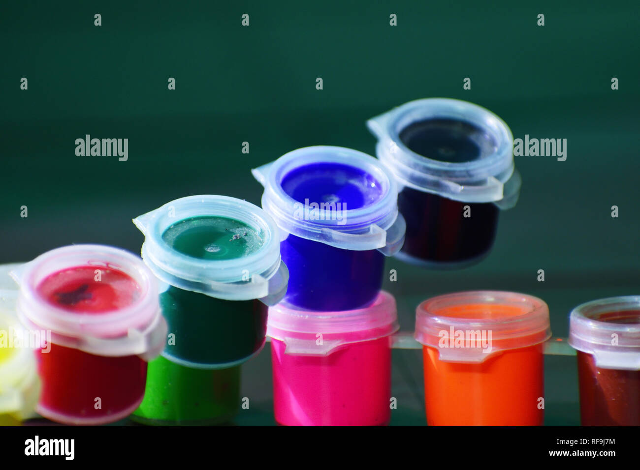 Beautiful small painting container filled with different colors Stock ...