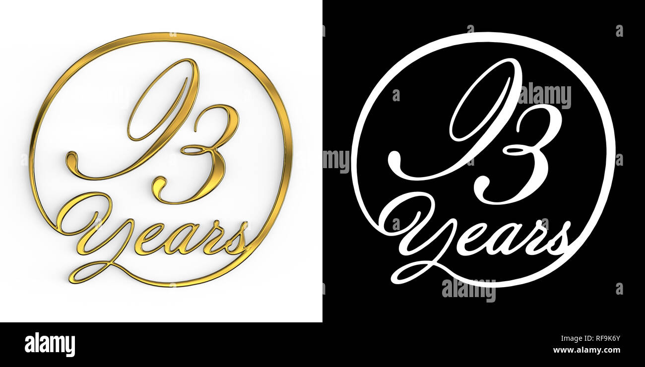 Golden number ninety-three years (number 93 years) in a circle, top ...