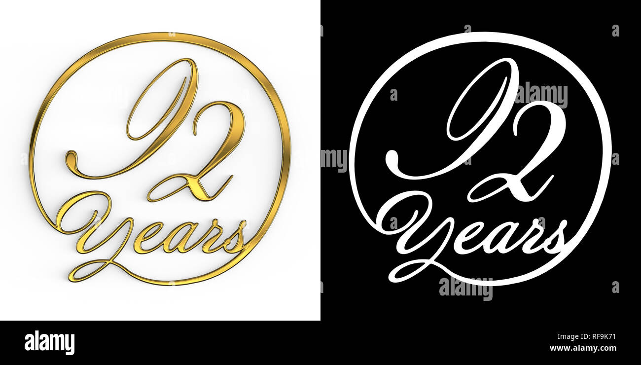 Golden number ninety-two years (number 92 years) in a circle, top view ...