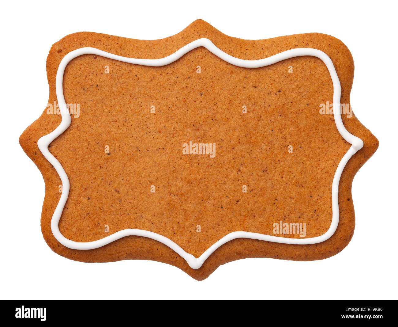 Gingerbread cookie in shape of label isolated on white background. Top ...