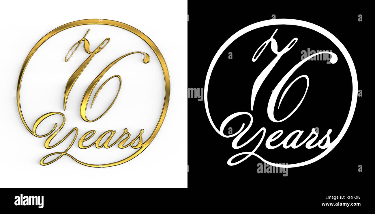 Golden number seventy-six years (number 76 years) in a circle, top view ...