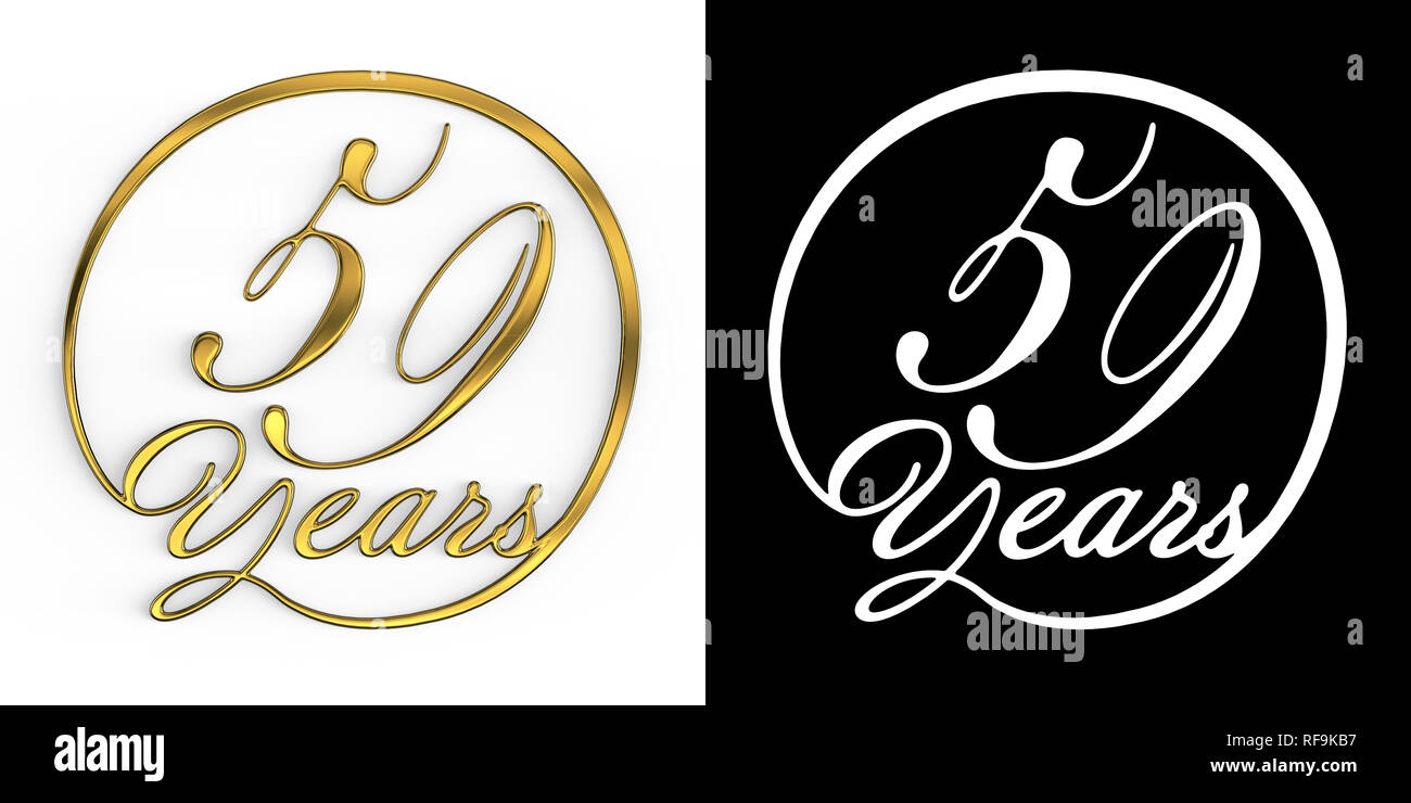 Golden number fifty-nine years (number 59 years) in a circle, top view ...