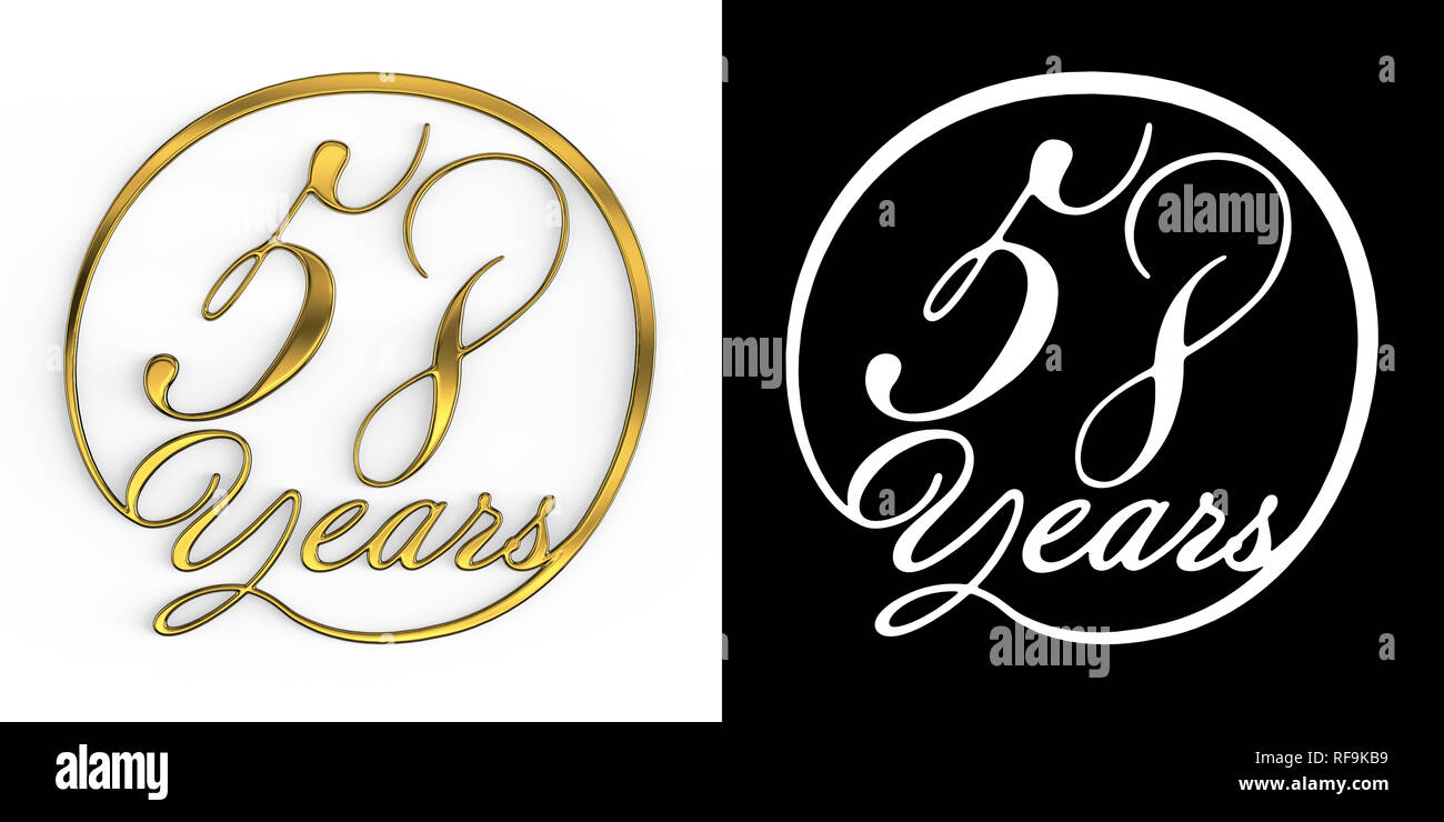 Golden number fifty-eight years (number 58 years) in a circle, top view ...