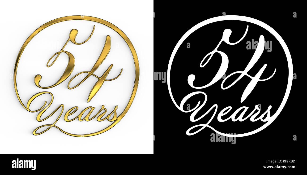Golden number fifty-four years (number 54 years) in a circle, top view ...