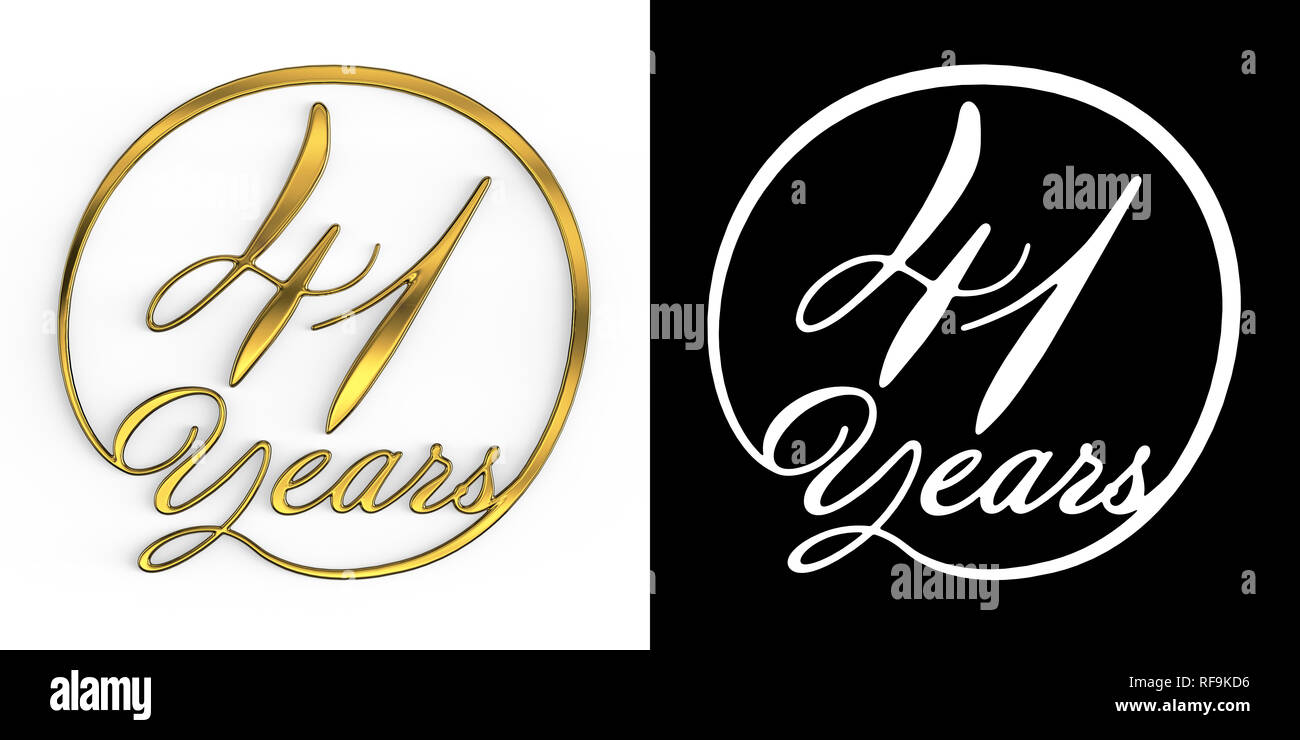 Golden number forty-one years (number 41 years) in a circle, top view ...