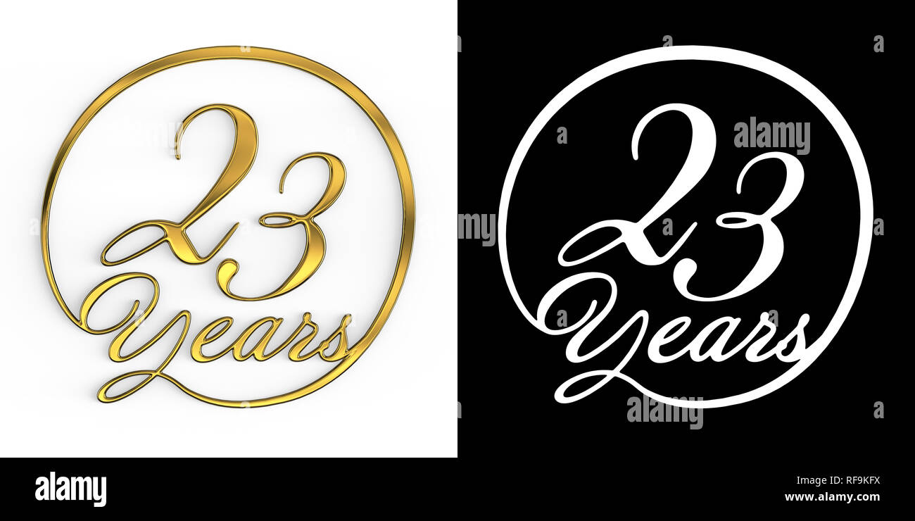 Golden number twenty-three years (number 23 years) in a circle, top ...