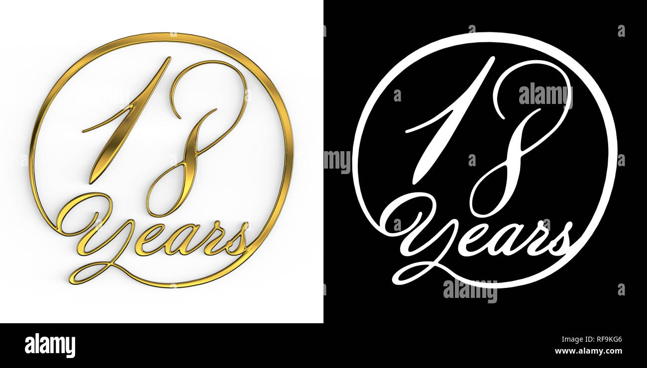 Golden number eighteen years (number 18 years) in a circle, top view ... Golden number eighteen years (number 18 years) in a circle, top view ...