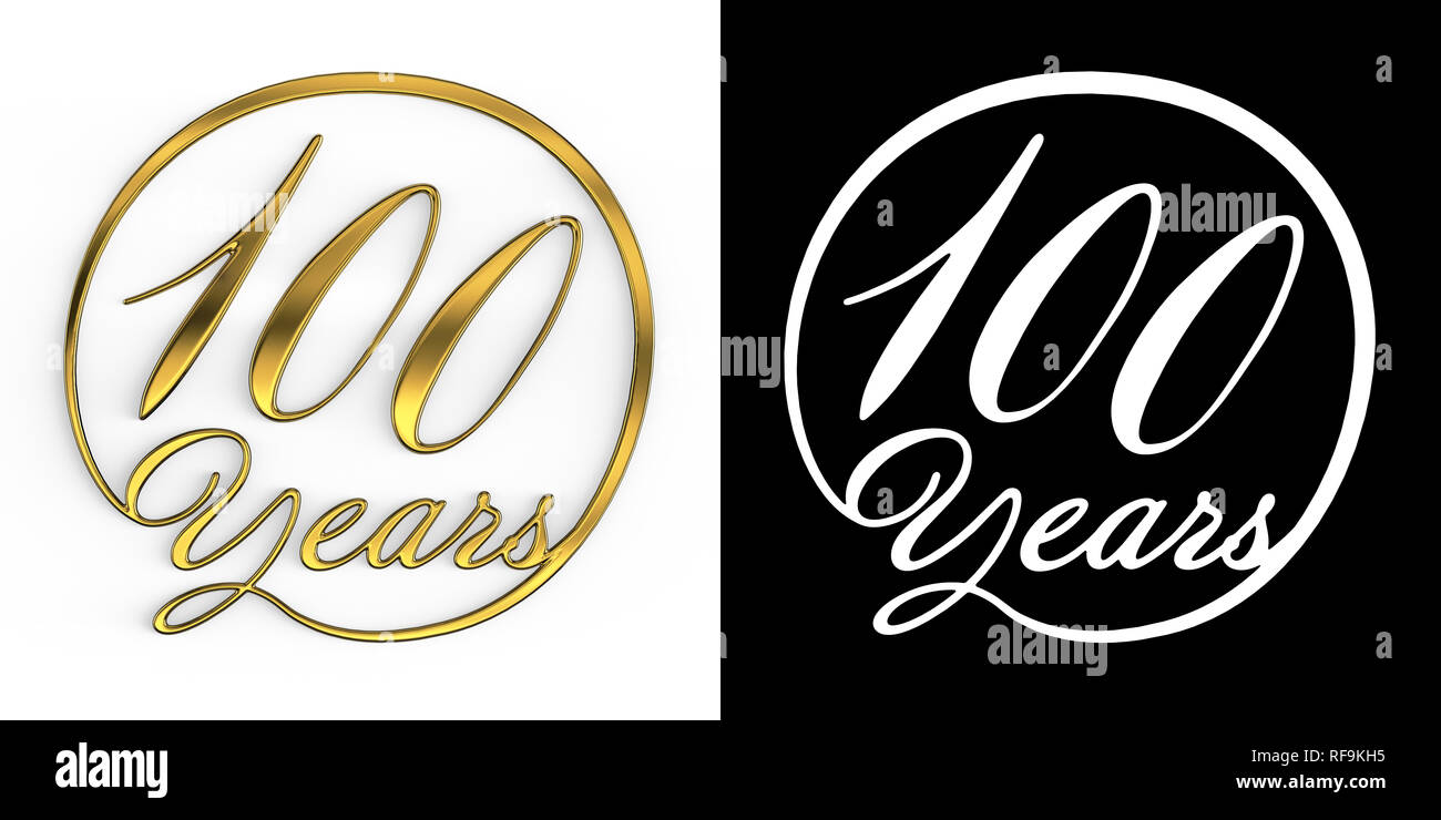 Golden number one hundred years (number 100 years) in a circle, top ...