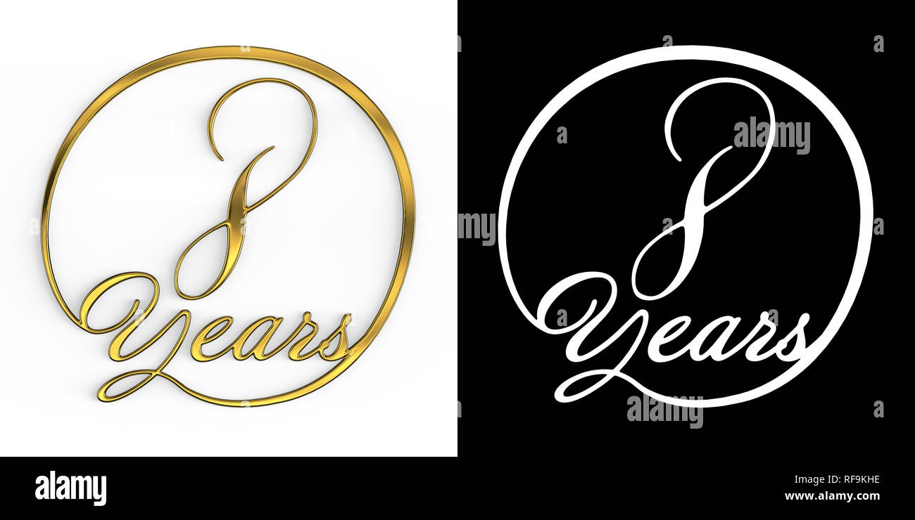 Golden number eight years (number 8 years) in a circle, top view, with ...