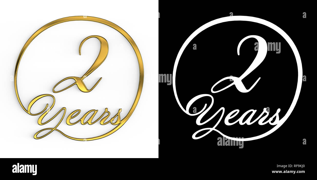 Golden number two years (number 2 years) in a circle, top view, with ...