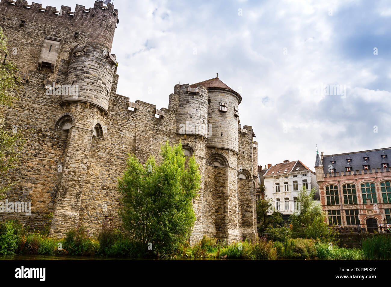 Medieval castle Gravensteen (Castle of the Counts ) in historical city ...