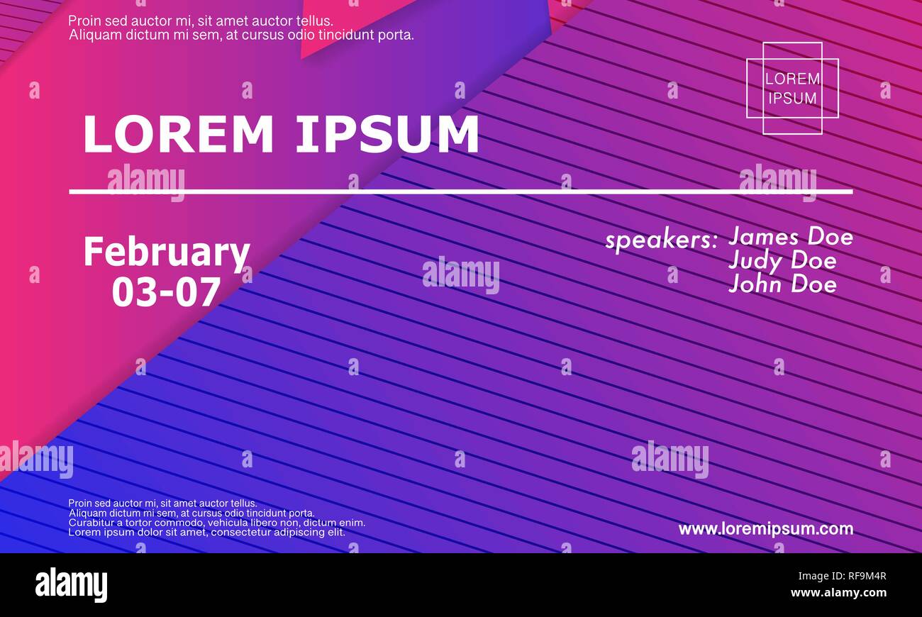 Conference invitation design template, flyer layout. Geometric ...