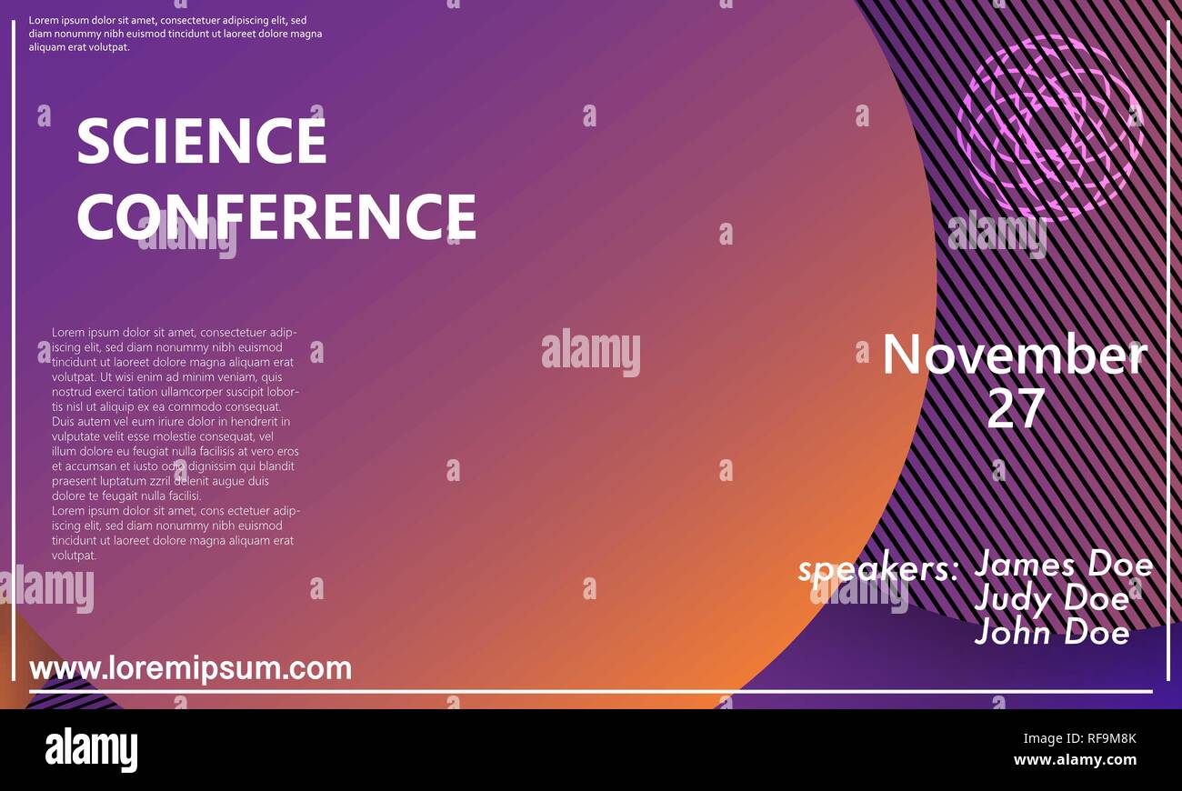 Science conference invitation design template, flyer layout. Geometric ...