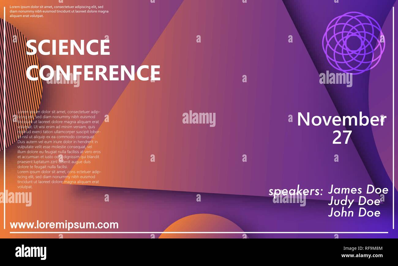 Science conference invitation design template, flyer layout. Geometric ...
