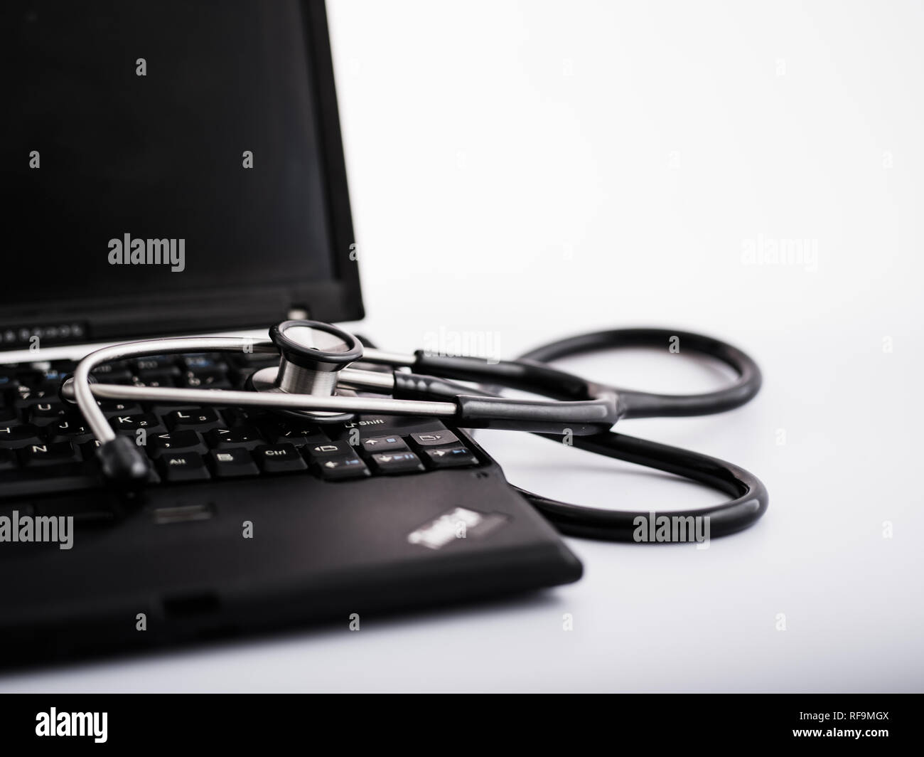 Electronic medical, stethoscope on PC/Laptop/Keyboard Stock Photo - Alamy