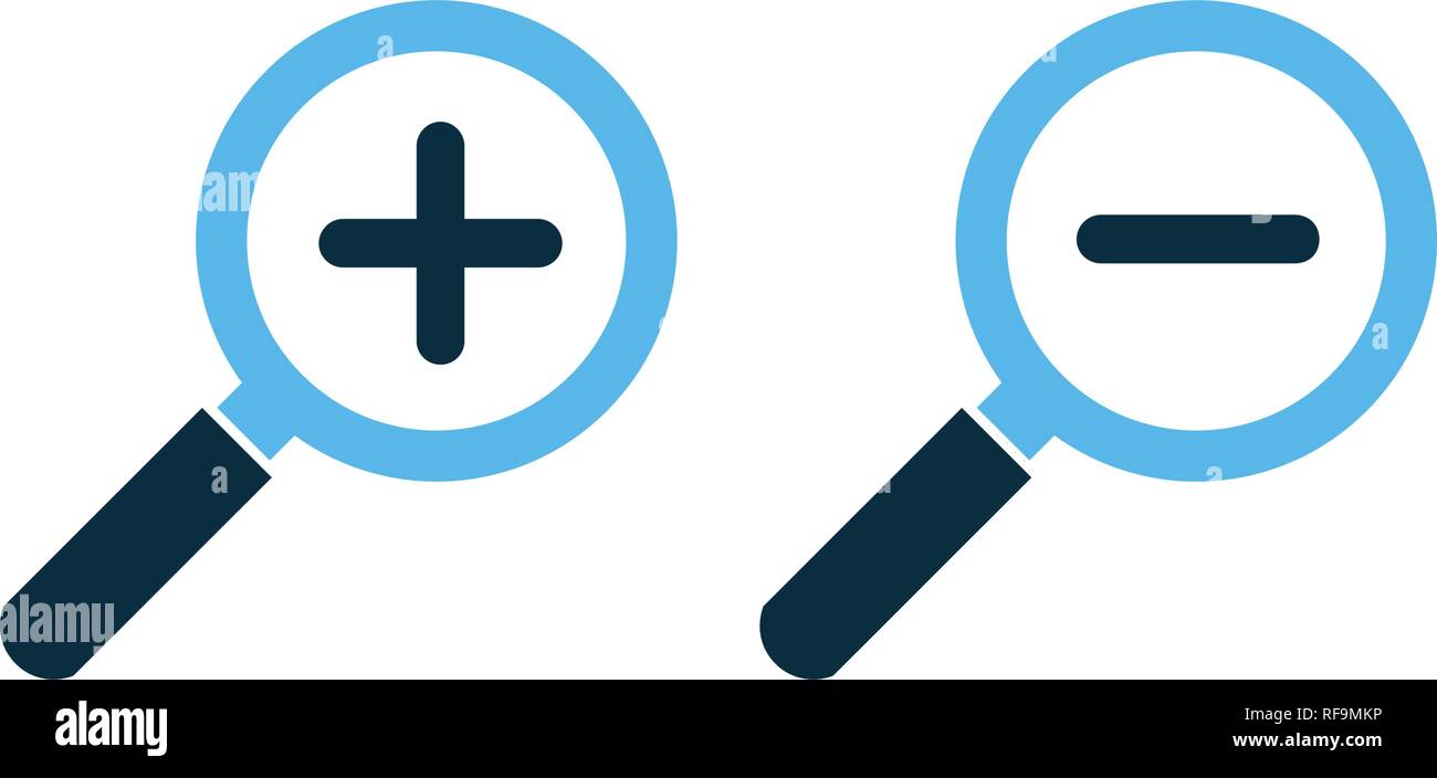 Zoom In and Zoom Out Magnifying glass Icons. vector illustration ...