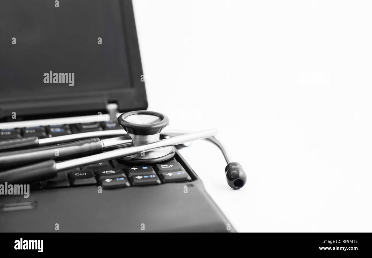 Electronic medical, stethoscope on PC/Laptop/Keyboard Stock Photo - Alamy