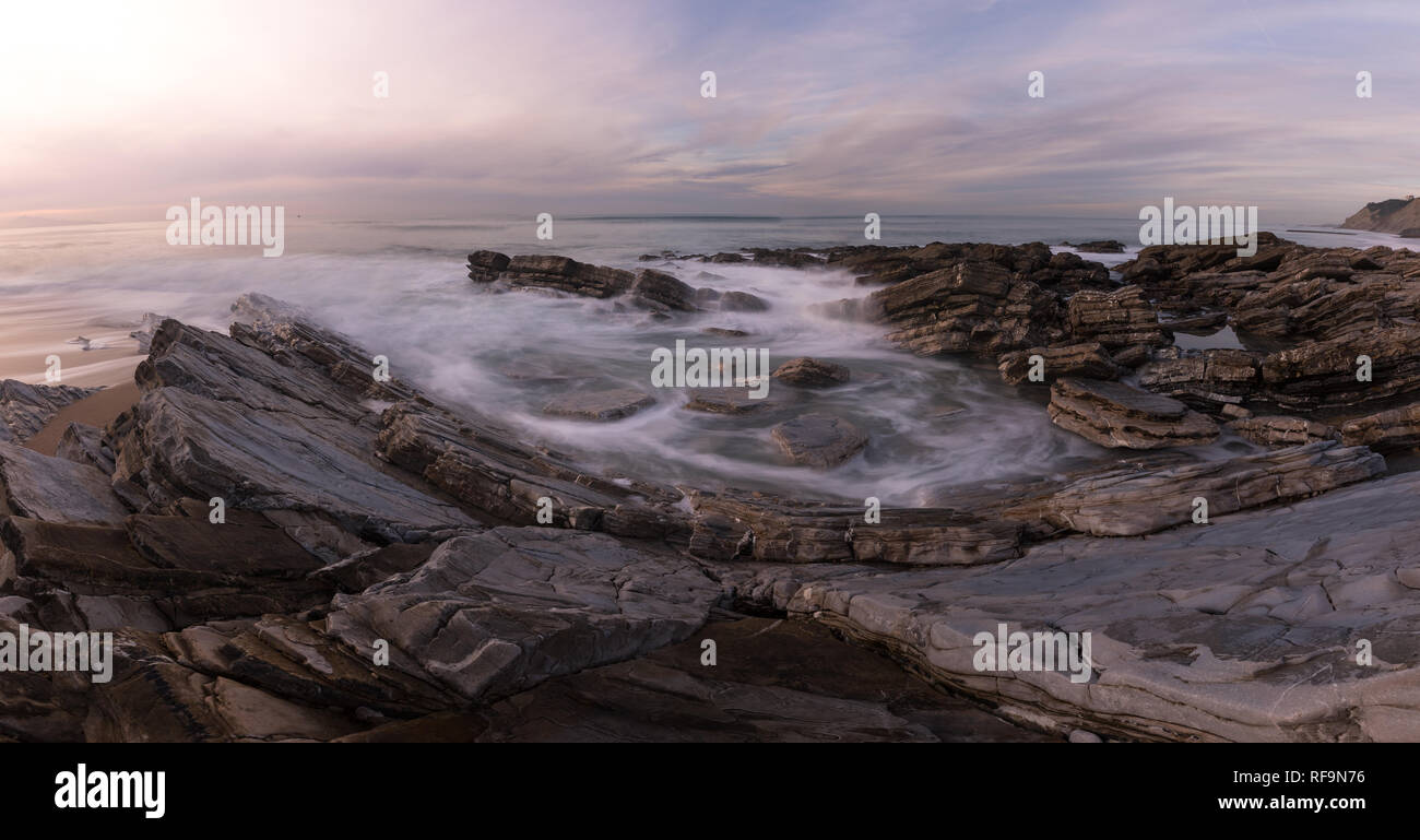 Sunset from Bidart's beach next to Biarritz at the North Basque Country ...