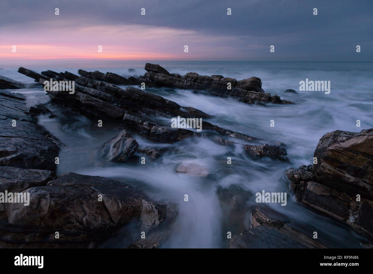 Sunset from Bidart's beach next to Biarritz at the North Basque Country ...