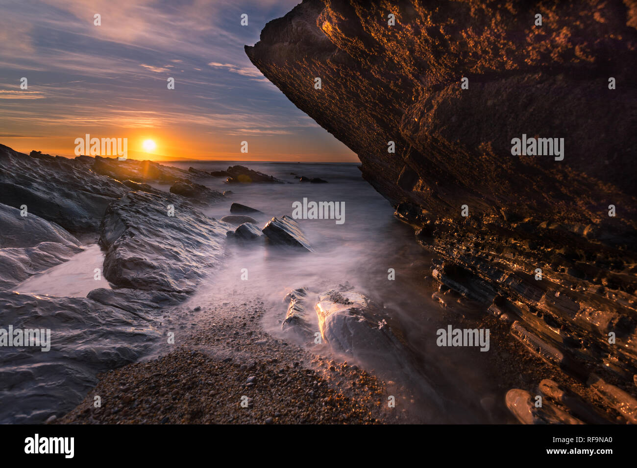 Sunset from Bidart's beach next to Biarritz at the North Basque Country ...