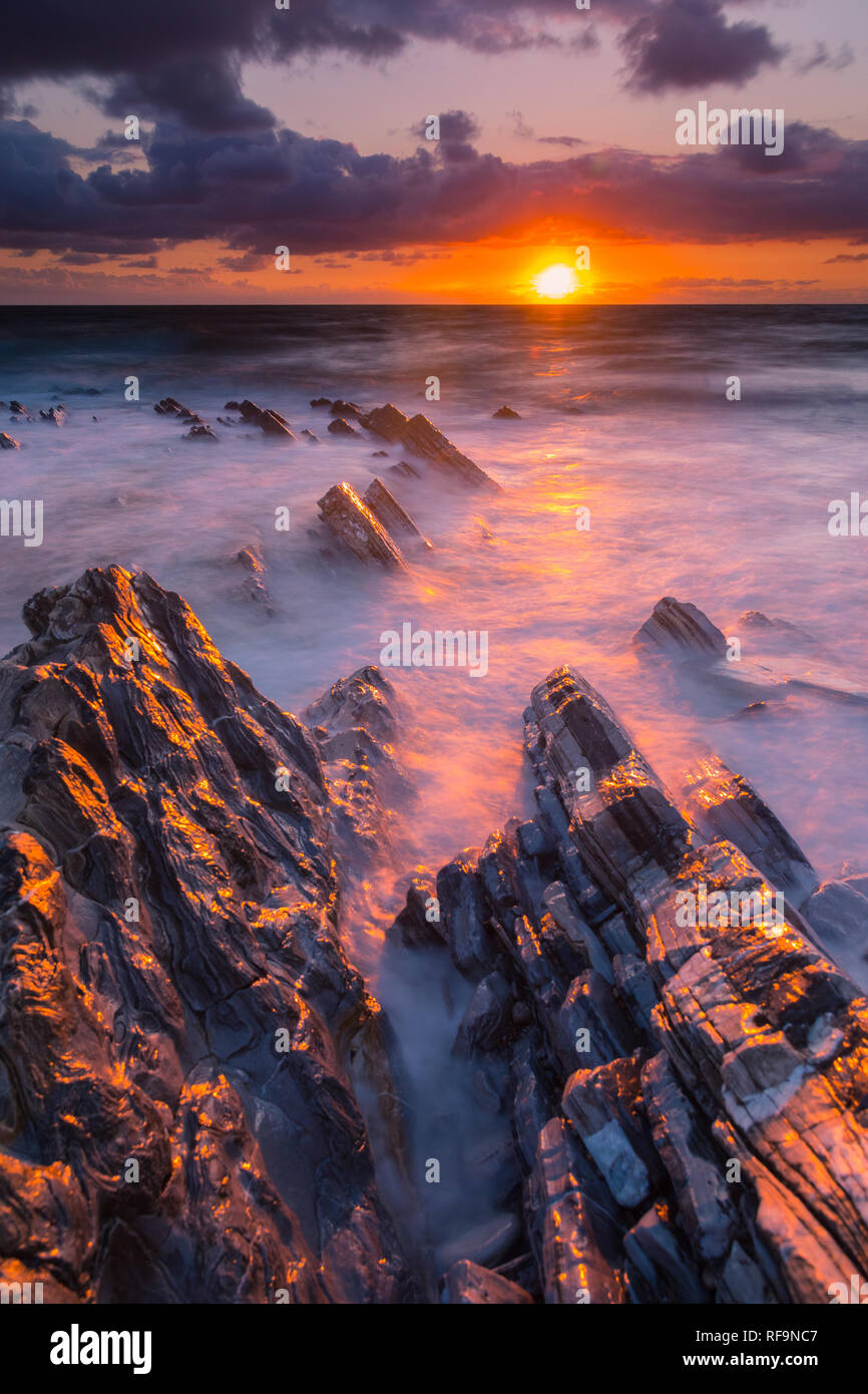 Sunset from Bidart's beach next to Biarritz at the North Basque Country ...