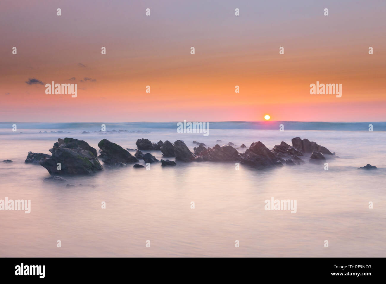 Sunset from Bidart's beach next to Biarritz at the North Basque Country ...