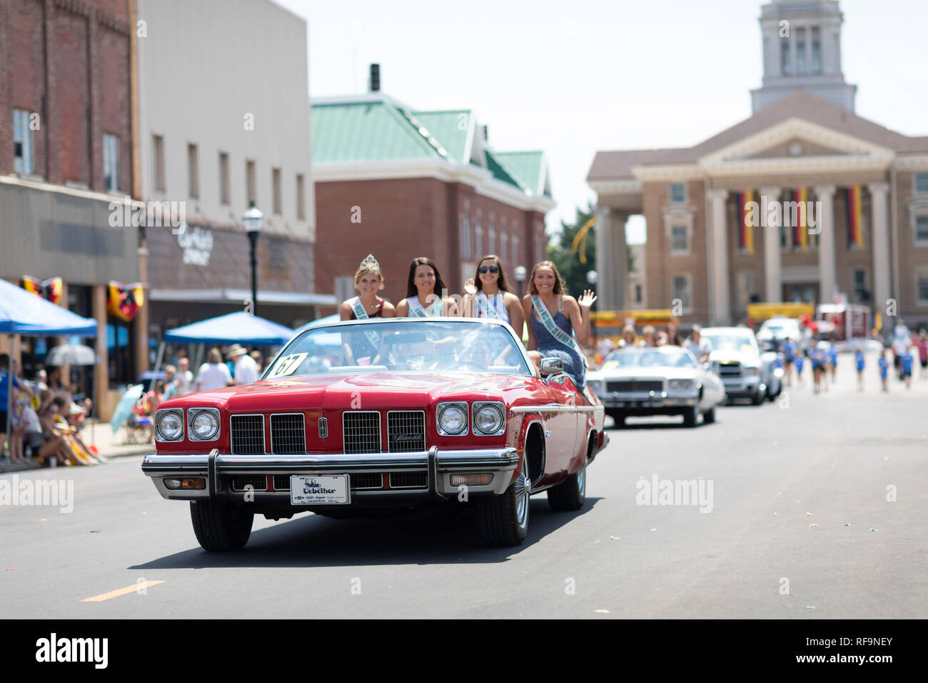 Jasper, Indiana, USA - August 5, 2018: The Strassenfest Parade, A group ...