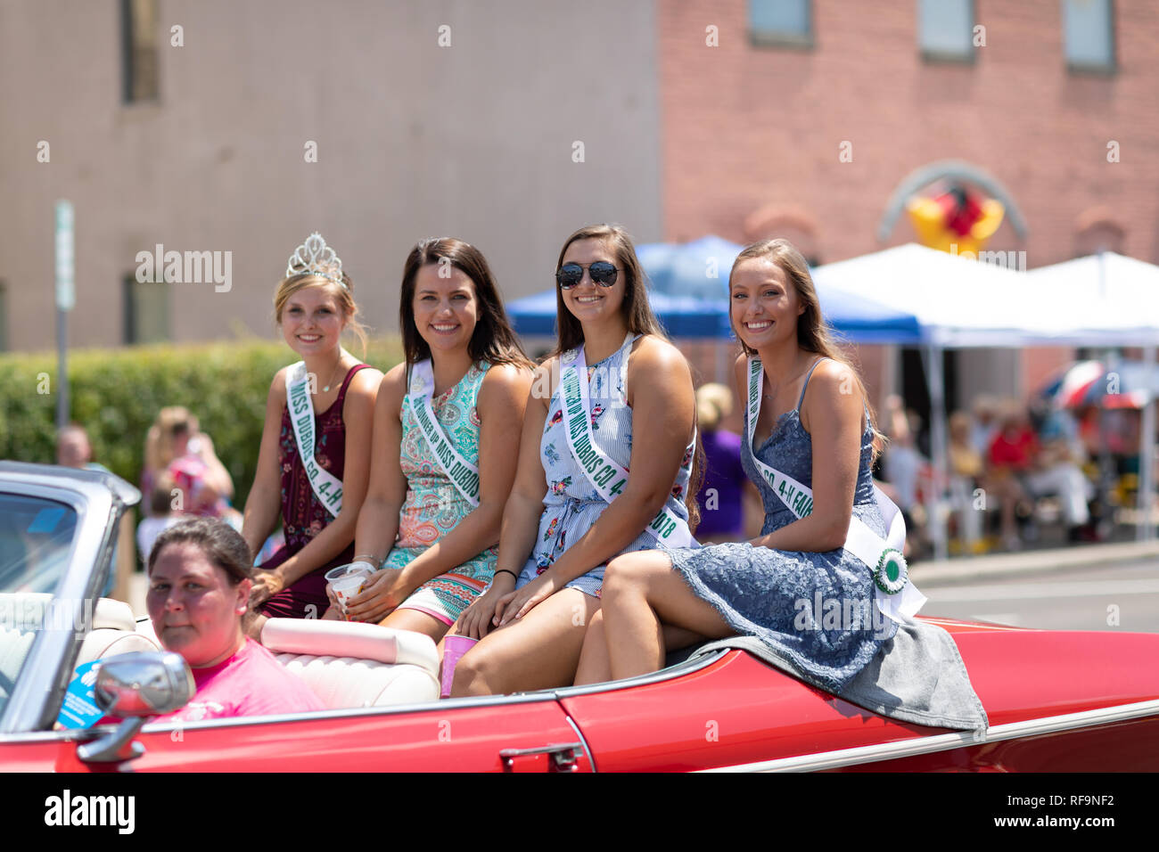 Jasper, Indiana, USA - August 5, 2018: The Strassenfest Parade, A group ... Jasper, Indiana, USA - August 5, 2018: The Strassenfest Parade, A group ...