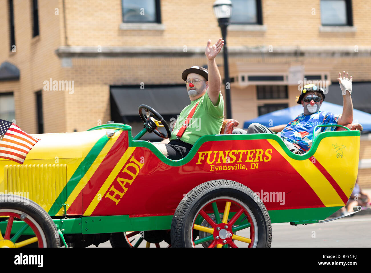 Jasper, Indiana, USA - August 5, 2018: The Strassenfest Parade, Clowns ...