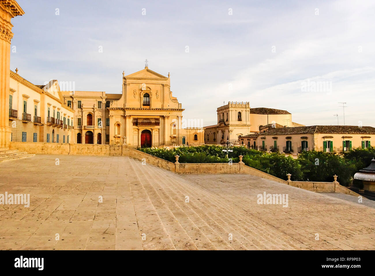 Panoramic Exterior View of Santissimo Salvatore Church in Noto - Sicily ...