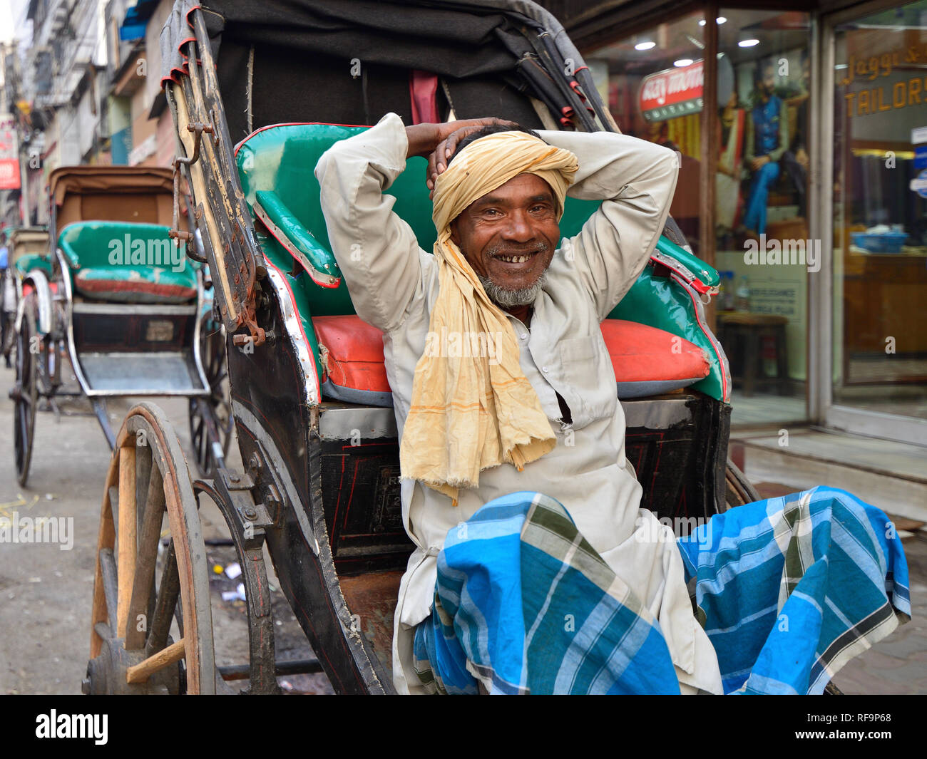 CALCUTTA, WEST BENGAL INDIA - 21 DECEMBER 2018: Rickshaw driver on ...