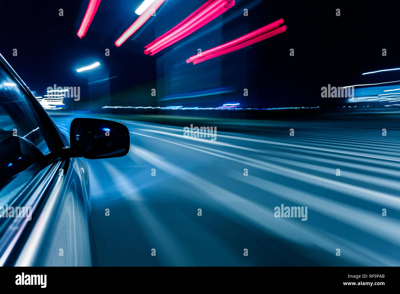 View from Side of Car Going Around Corner, Blurred Motion Stock Photo ...