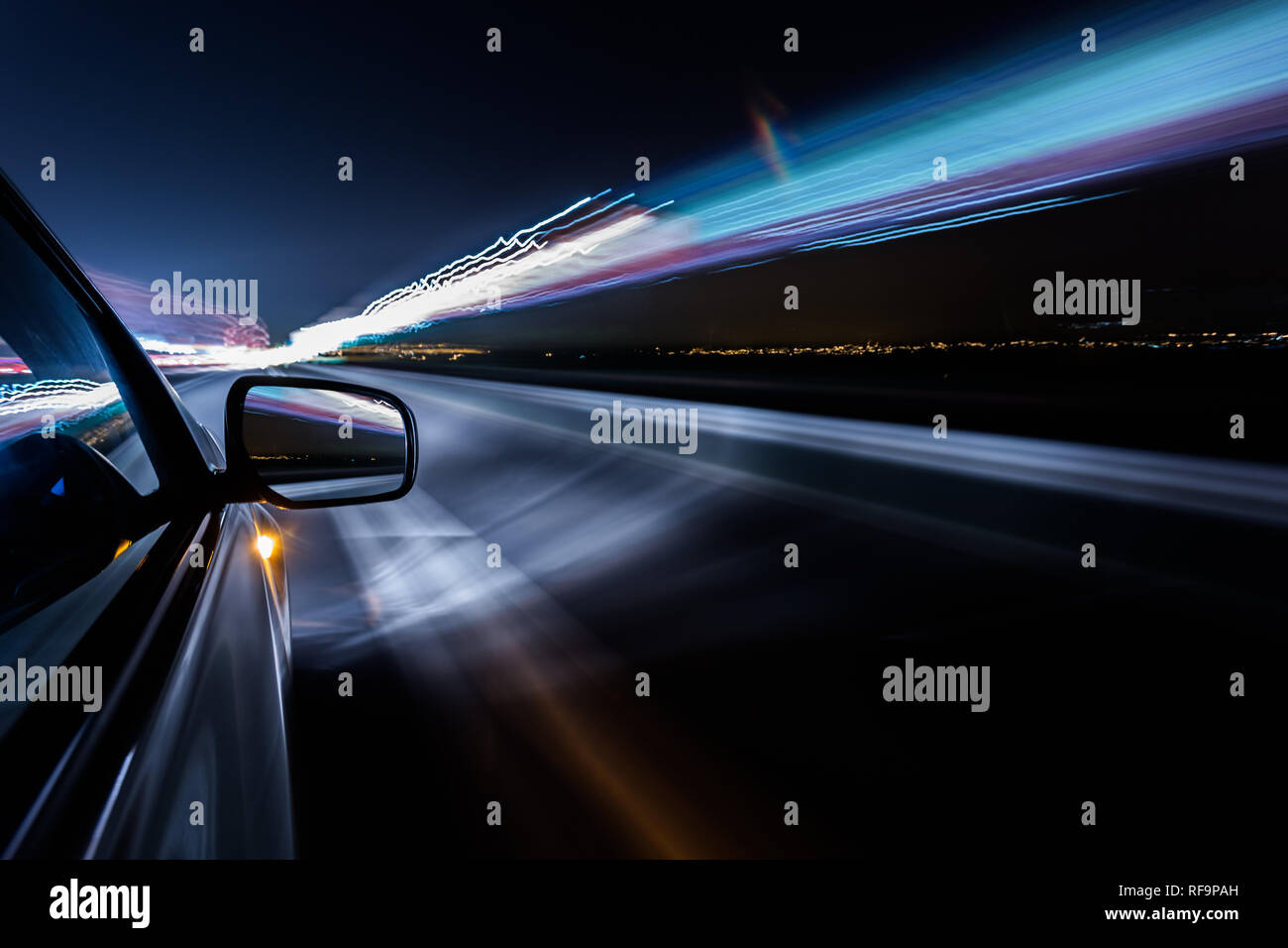 View from Side of Car Going Around Corner, Blurred Motion Stock Photo ...