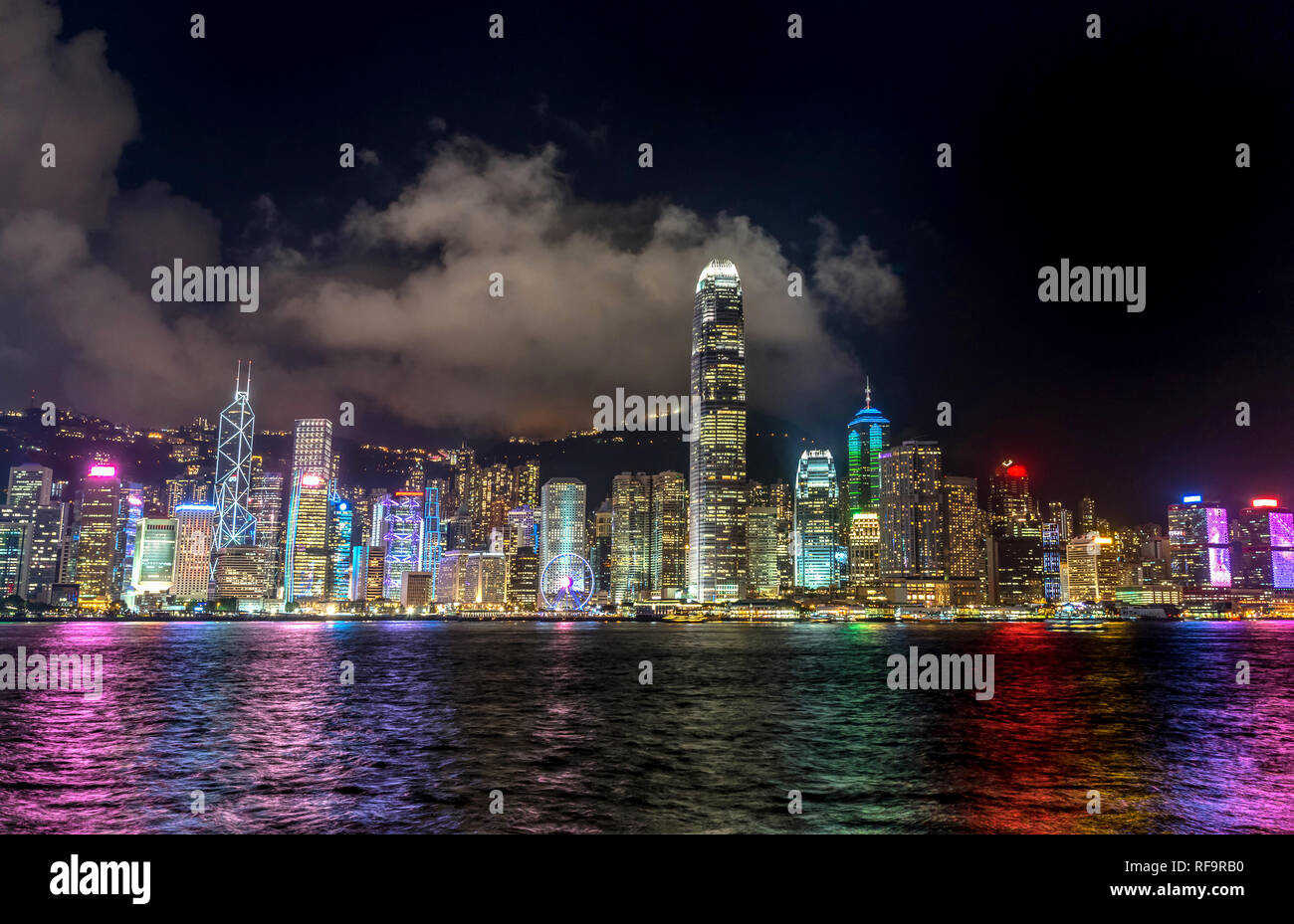 Victoria Harbour, Hong Kong skyline at night Stock Photo - Alamy