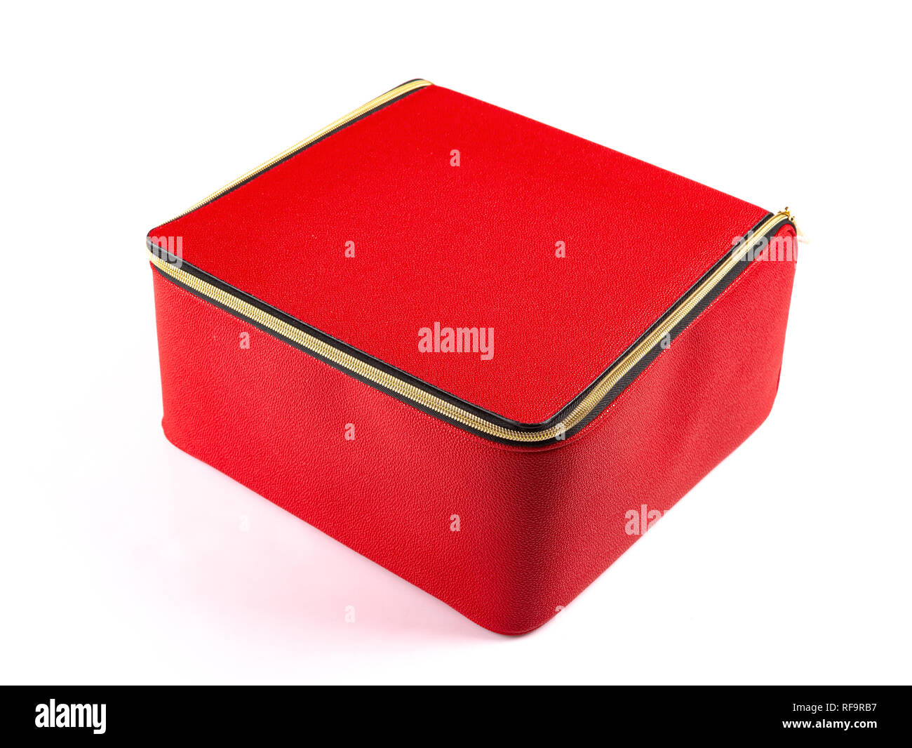 red paint leather case on white background Stock Photo - Alamy